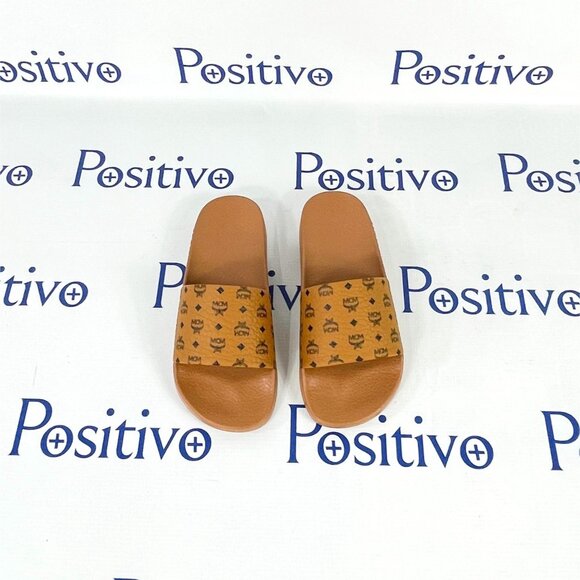 MCM | Shoes | Mcm Womens Cognac Monogram Print Rubber Slides Us 5 Eu 35 ...